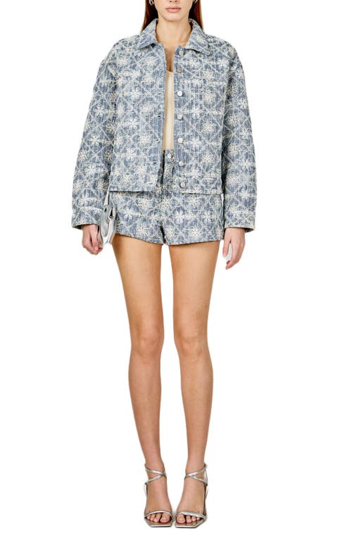ENDLESS ROSE Floral Embroidered Denim Jacket